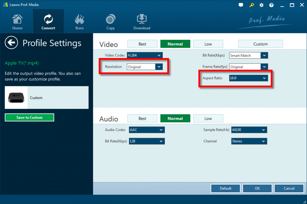 Change DVD Aspect Ratio between 4:3 and 16:9 for TVs